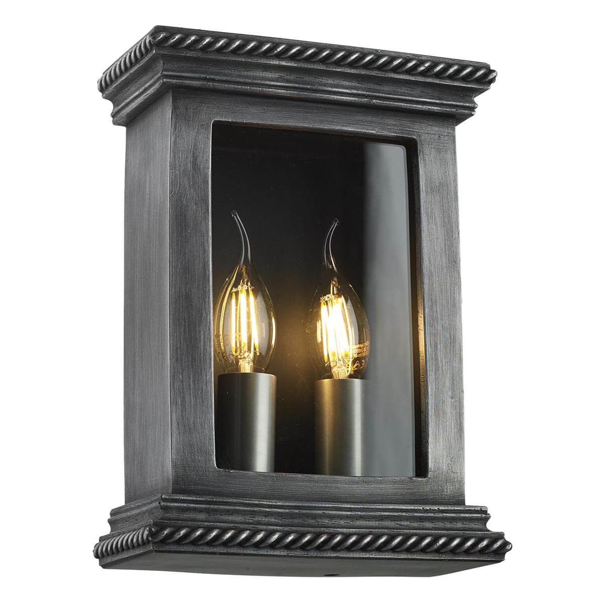David Hunt Truro Outdoor double wall light in bronze/pewter – Cusack Lighting