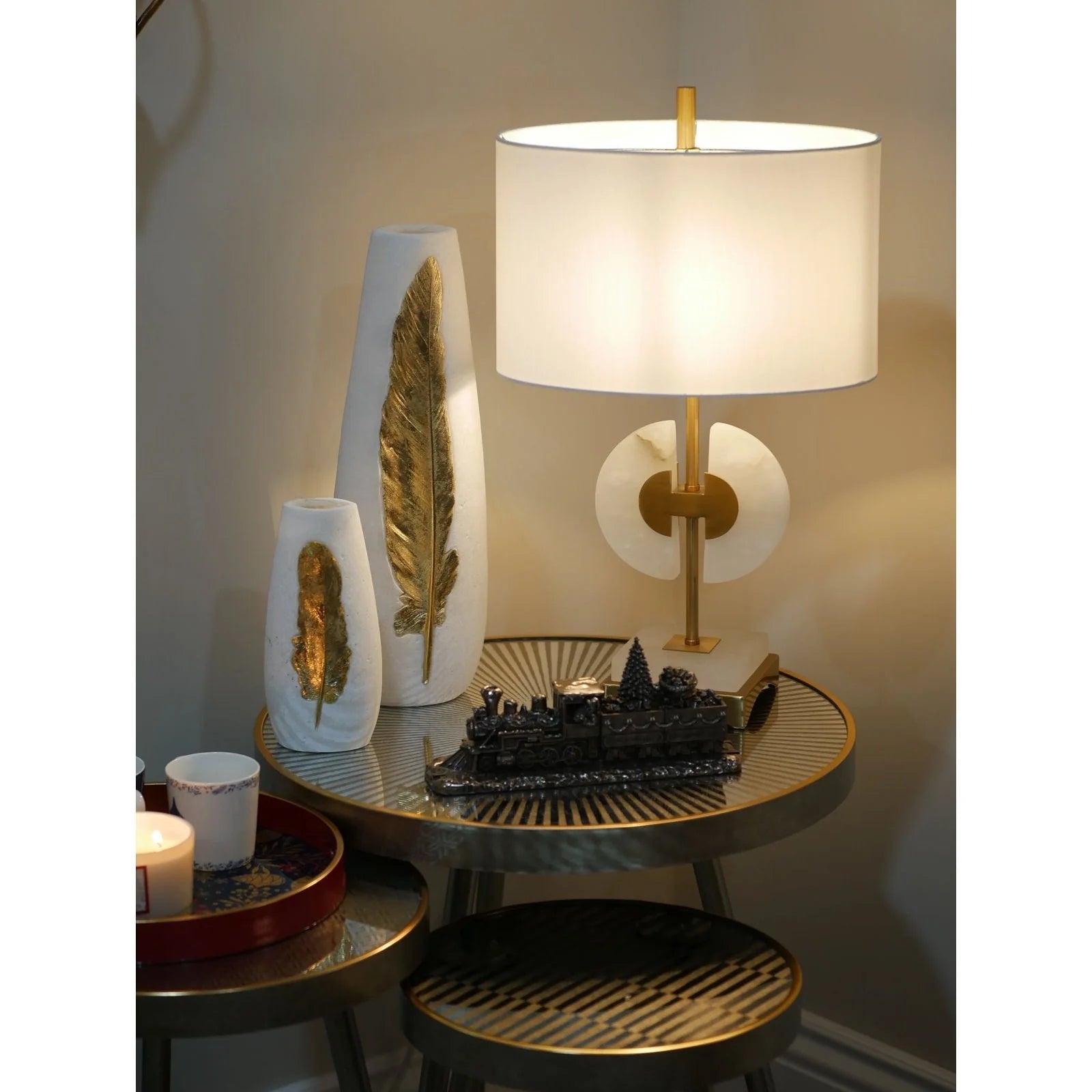 Stella Table Lamp Brass Marble Finish Cusack Lighting